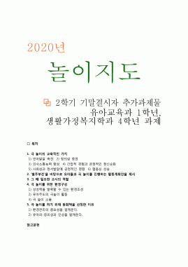 [놀이지도] 2020년 기말결시자 추가과제물, 유아교육과 1학년, 생활가정복지학과 4학년 과제-1페이지