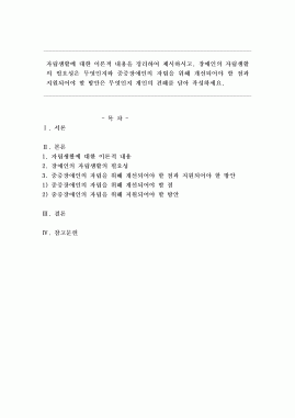 자립생활에 대한 이론적 내용을 정리하여 제시하시고, 장애인의 자립생활의 필요성은 무엇인지와 중증장애인의 자립을 위해 개선되어야 할 점과 지원되어야 할 방안은 무엇인지 개인의 견해를 담아 작성하세요.-1페이지