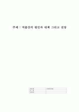 저출산의 원인과 대책 그리고 전망-1페이지