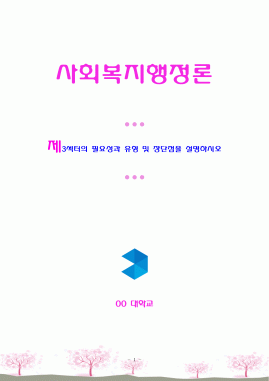 [사회복지행정론] 제3섹터의 필요성과 유형 및 장단점을 설명하시오-1페이지