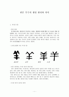 한문 한자 해석 - 부수의 생성원리와 의미 - 羊(양 양) - 개 견 犬(견) -말 마(馬) - 말의 옆 모습-1페이지