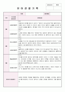 만4세 3월,4월,5월 관찰기록평가 및 발달평가-1페이지