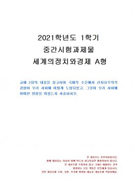 2021년 1학기 세계의정치와경제 중간시험과제물 A형(국제적 수준에서 신자유주의적 경향)-1페이지