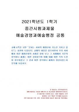 2021년 1학기 예술경영과예술행정 중간시험과제물 공통(우리 사회에서 재생산화의 사례)-1페이지