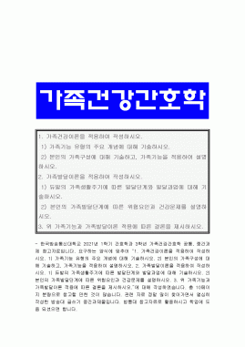 가족건강간호학]1. 가족건강이론 적용 1) 가족기능 유형의 주요 개념 2) 본인의 가족구성, 가족기능을 적용하여 설명 2. 가족발달이론 적용 1) 듀발의 가족생활주기에 따른 발달단계와 발달과업 2) 본인의 가족발달단계에 따른 위험요인과 건강문제 3. 위 가족기능과 가족발달이론 적용에 따른 결론, 가족건강간호학-1페이지