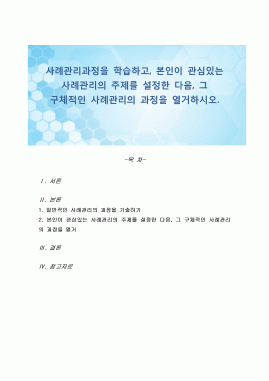 사례관리과정을 학습하고, 본인이 관심있는 사례관리의 주제를 설정한 다음, 그 구체적인 사례관리의 과정을 열거하시오-1페이지