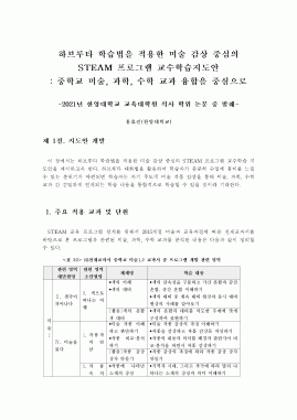 하브루타 학습법을 적용한 미술 감상 중심의  STEAM 프로그램 교수학습지도안  : 중학교 미술, 과학, 수학 교과 융합을 중심으로-1페이지