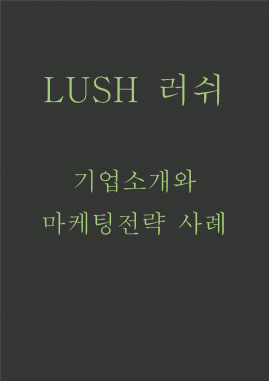 러쉬 LUSH 기업소개와 러쉬 마케팅전략 사례연구-1페이지