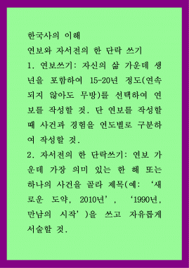 한국사의이해 ) 연보와 자서전의 한 단락 쓰기,-1페이지