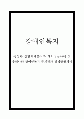 장애인복지 특성과 전달체계분석 및 장애인복지 해외 성공사례분석과 우리나라 장애인복지 문제점과 정책방향제시-1페이지