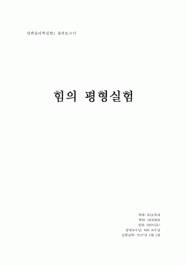 일반물리학 실험보고서 - 힘의 평형실험(벡터 합성)-1페이지