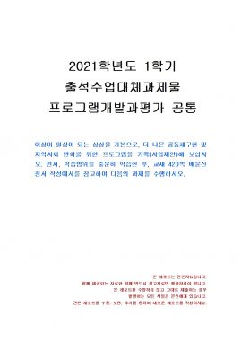 2021년 1학기 프로그램개발과평가 출석수업대체시험 과제물(지역사회 변화를 위한 프로그램)-1페이지