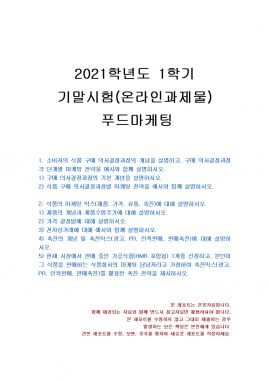 2021년 1학기 푸드마케팅 기말시험 과제물(구매 의사결정과정의 기본 개념 등)-1페이지