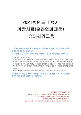 2021년 1학기 유아건강교육 기말시험 과제물(2019 개정 누리과정의 신체운동&8231건강영역)-1페이지