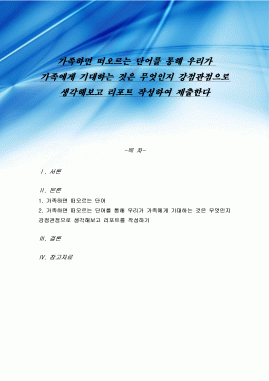 가족하면 떠오르는 단어를 통해 우리가 가족에게 기대하는 것은 무엇인지 강점관점으로 생각해보고 리포트 작성하여 제출한다-1페이지