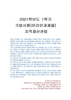 2021년 1학기 지적재산권법 기말시험 과제물(저작재산권, 저작권 제한 등)-1페이지