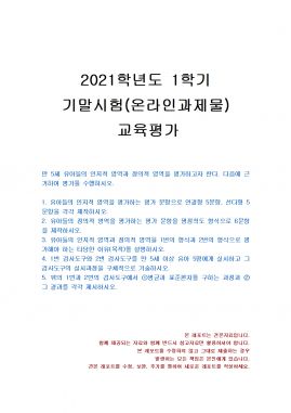 2021년 1학기 교육평가 기말시험 과제물(만 5세 유아들의 인지적 영역과 정의적 영역)-1페이지