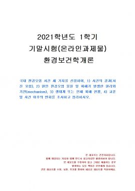 2021년 1학기 환경보건학개론 기말시험 과제물(국내 환경오염 사건 세 가지 선정)-1페이지