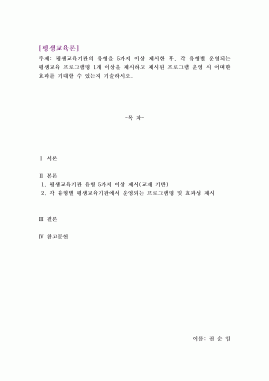 평생교육기관의 유형을 5가지 이상 제시한 후, 각 유형별 운영되는 평생교육 프로그램명 1개 이상을 제시하고 제시된 프로그램 운영 시 어떠한 효과를 기대할 수 있는지 기술하시오.-1페이지