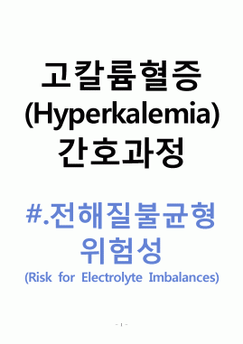 고칼륨혈증(Hyperkalemia): 전해질불균형위험성(Risk for Electrolyte Imbalances)-1페이지