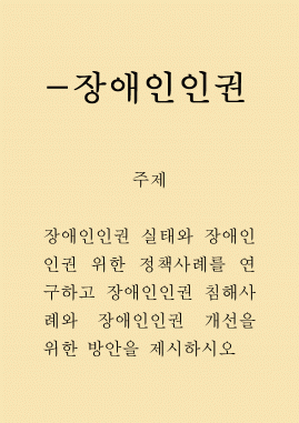 장애인인권 실태연구 및 장애인인권침해 사례분석과 장애인인권 개선방안 제시-1페이지