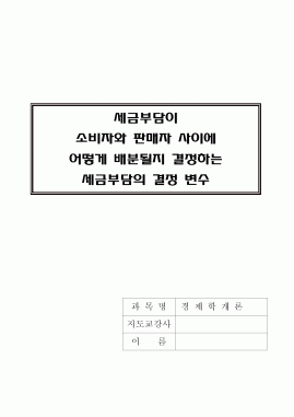 세금부담이 소비자와 판매자 사이에 어떻게 배분될지 결정하는 세금부담의 결정 변수-1페이지