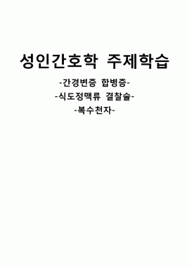 성인간호학 주제학습 [간경변증 합병증, 식도정맥류 결찰술, 복수천자]-1페이지