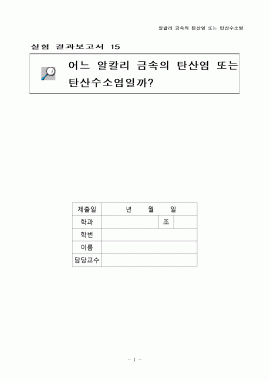 [일반화학실험 A+ 1등 레포트] 실험 15 - 어느 알칼리 금속의 탄산염 또는 탄산 수소염일까 결과보고서-1페이지