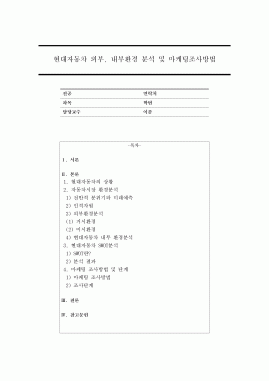 국내 H자동차의 마케팅담담자의 입장에서 이러한 환경변화에 대한 대안을 찾기 위한 조사프로젝트를 진행하는 절차에 대해 서술하시오.-1페이지