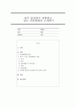 내가 일상에서 경험하고 있는 다문화현상 소개하시오.-1페이지