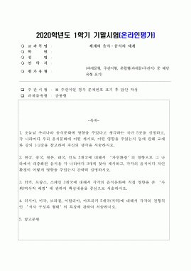 1. 오늘날 우리나라 음식문화에 영향을 주었다고 생각하는 국가 5곳을 선정하고, 각 나라마다 우리 음식문화에 어떤 계기로, 어떤 영향을 주었는지 등에 관해 교재와 강의 1~2강을 참고하여 자신의 생각을 서술하시오.-1페이지