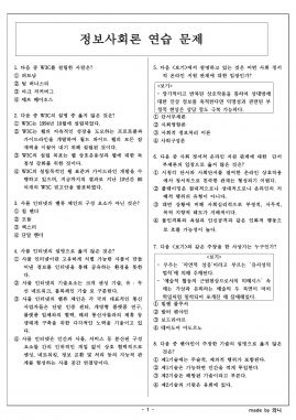 군무원 정보직 준비 정보사회론 연습문제(43문제/ 정답 및 해설 포함)-1페이지