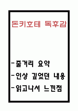 돈키호테 독후감 - 돈키호테 줄거리 요약과 인상깊었던 내용정리 및 돈키호테 읽고나서 느낀점-1페이지