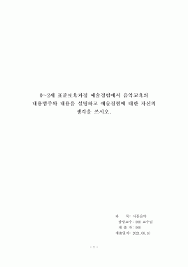 0∼2세 표준보육과정 예술경험에서 음악교육의 내용범주와 내용을 설명하고 예술경험에 대한 자신의 생각을 쓰시오-1페이지