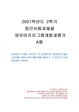 2021년 2학기 영유아프로그램개발과평가 중간시험과제물 A형(성숙이론과 학습이론)-1페이지