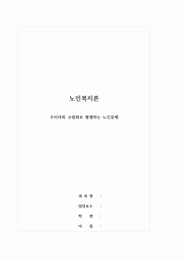 [노인복지론]  우리사회 고령화로 발생하는 노인문제-1페이지