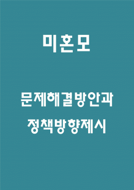 미혼모 실태연구 및 해외정책분석 및 미혼모 문제점과 해결방안과 정책방향제시-1페이지