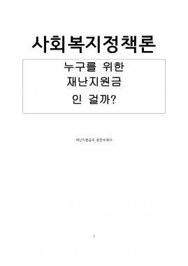 사회복지정책론_누구를 위한 재난지원금인 걸까?
-1페이지