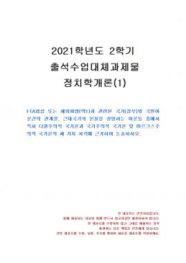 2021년 2학기 정치학개론 출석수업대체시험 과제물1(다원주의적, 국가주의적 국가론 등)-1페이지