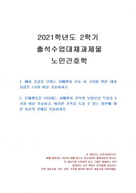 2021년 2학기 노인간호학 출석수업대체시험 과제물(배회 증상을 보이는 치매환자 대처요령)-1페이지