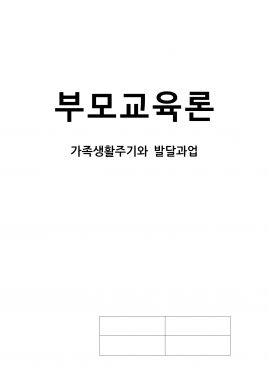 부모교육론 교양 과제) 본인의 가족생활주기단계에 대해 설명하고 예를 구체적으로 드시오 - 자녀독립기-1페이지