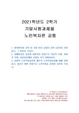 2021년 2학기 노인복지론 기말시험 과제물(멀티미디어 강의 중 가장 인상 깊었던 강의)-1페이지