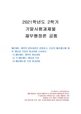 2021년 2학기 재무행정론 기말시험 과제물(예산제도 개혁의 발달과정)-1페이지