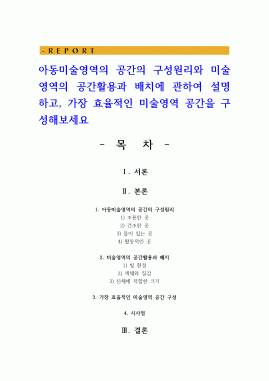 아동미술영역의 공간의 구성원리와 미술영역의 공간활용과 배치에 관하여 설명하고, 가장 효율적인 미술영역 공간을 구성해보세요-1페이지