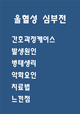 울혈성 심부전 간호과정 케이스 및 울혈성 심부전 원인과 병태생리 악화요인 및 치료법 및 느낀점-1페이지