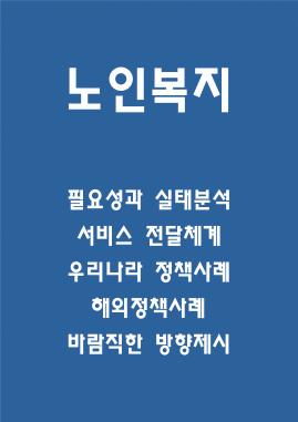 노인복지 실태분석과 전달체계분석 및 노인복지 국내 해외사례분석과 바람직한 방향제시-1페이지