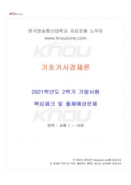 2021년 2학기 기초거시경제론 기말시험 핵심체크-1페이지