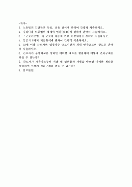 [근로보호법]다음 7개의 문제에 관해 각각 간략히 약술하시오-1페이지