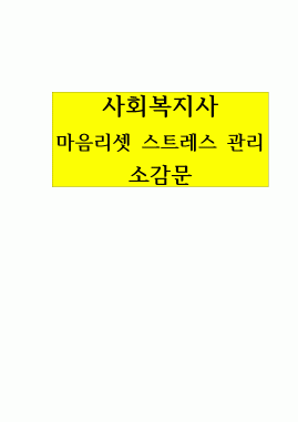 사회복지사 현장실습 소감문 마음리셋 스트레스 관리-1페이지