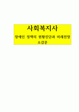 사회복지사 현장실습 소감문 장애인 정책의현황진단과 미래전망-1페이지